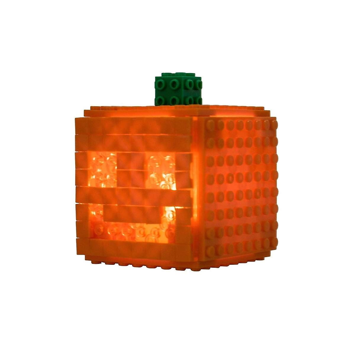 Strictly Briks Compatible with Lego 3D Toy Building Bricks & Blocks, Light Up Mini Cube Jack-O-Lantern, 79 Pieces with LED Light, Halloween Brick Construction Set, Compatible with All Major Brands