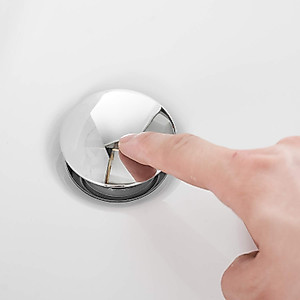 BWE Chrome Pop Up Sink Drain Fits Bathroom Standard Sink Hole 1-1/2" to 1-3/4"Bathroom Faucet Vessel Vanity Sink Drain Stopper Without Overflow
