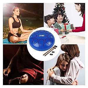 Rain Drum for Outside，Steel Tongue Drum，8 Notes 6 inches Rain Music Maker Outside with Bag, Hand Pan Drums with Music Book and Mallets, D Key Tongue Drum (Blue)