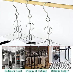 1 Pack Clothes Hangers Chain, 10 Slots Closet Organizer Clothes Hangers Storage, Magic Hanger Chains with Stainless Steel & Collapsible, Space Saving Hanging Chains
