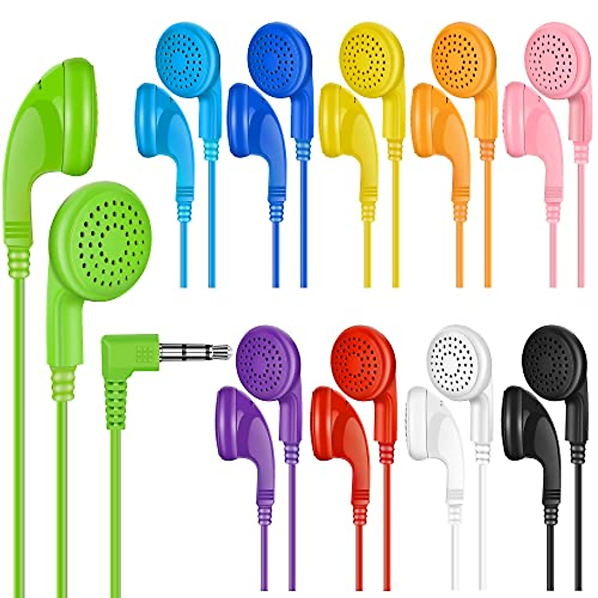 ZXQZYM Bulk Earbuds Headphones 50 Packs for Classroom Kids,Wholesale Multi Colored Earphones Earbuds Headphones Bulk Individually Bagged for Students School Library Museums Hospitals Hotels