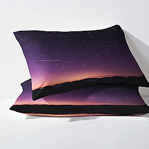 Stars Sheets Full Size, Sunset Bed Sheets, Patterned Bedding Sheets & Pillowcases 4 Piece Set - Soft Microfiber Deep Pocket Fitted Sheet & Flat Sheet & 2 Pillow Cases L2-&-299