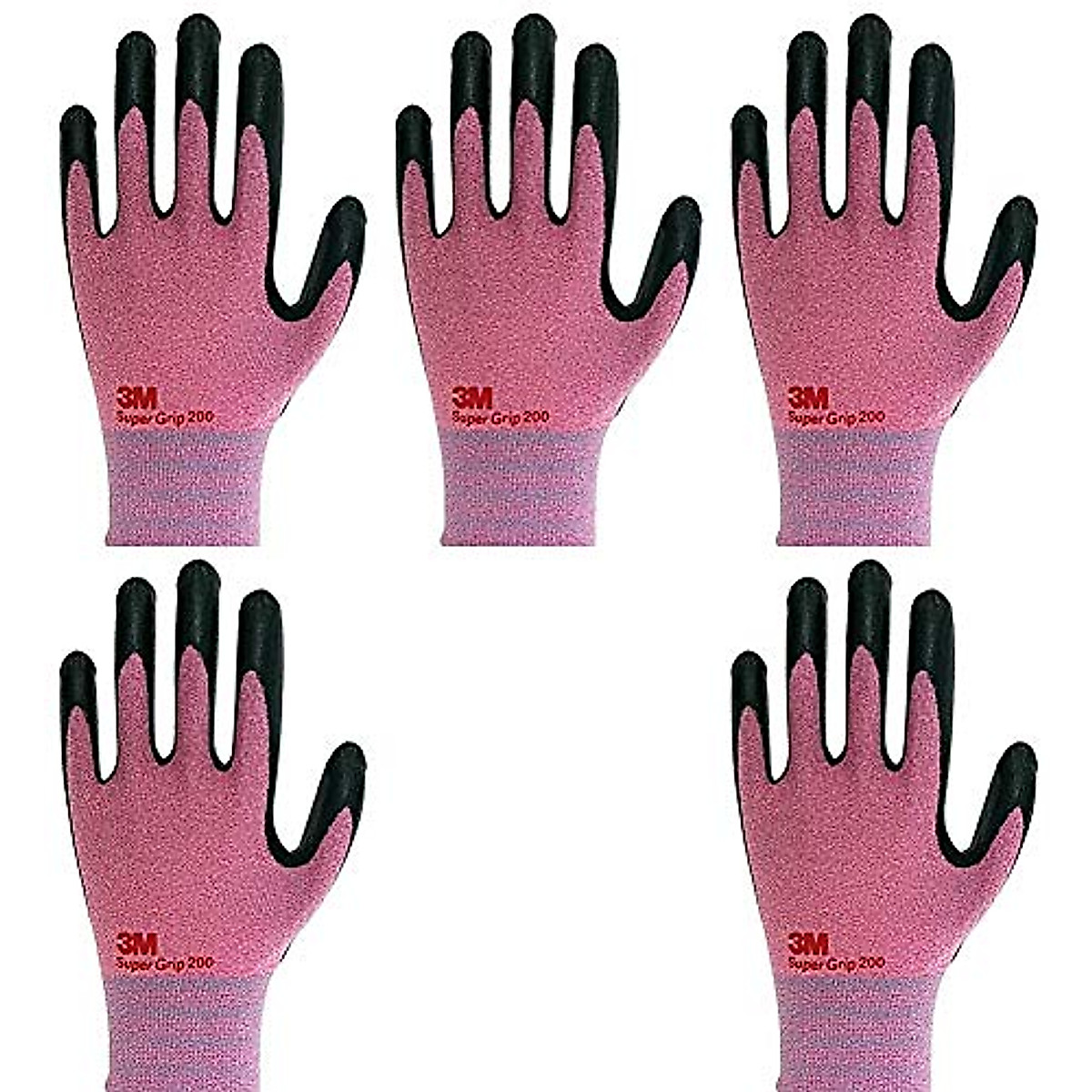 Lightweight Nitrile Work Gloves, Foam Coated, Smart Touch, 5 Pairs(Medium, Pink)