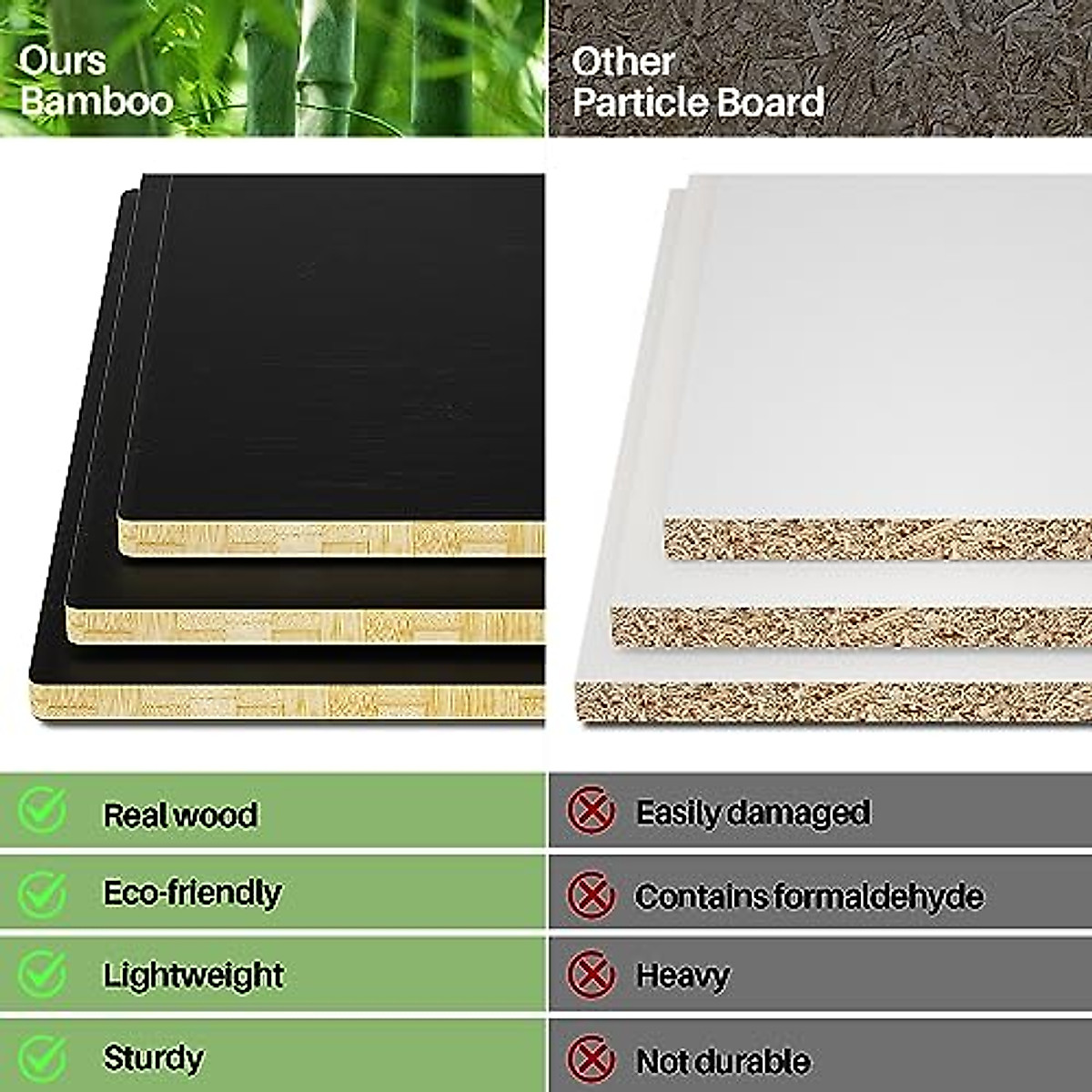 Hoiplu Black Nightstand with Charging Station Set of 2, Bamboo Night Stand Bedside Table with 2 USB Port and Outlet, Real Wood End Table Farmhouse Side Table with Drawer for Bedroom, Living Room