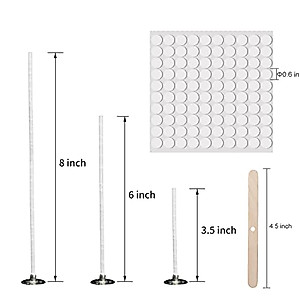 Buluker300Pcs Functional Smokeless Candle Wicks,100pcs Wicks Sticker, Pre-Waxed Cotton Core Wicks with Metal Sustainer Tabs for Pillar Candle Making and Candle DIY, 9cm/3.5in,15cm/6in,20cm/8in