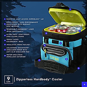 Arctic Zone Titan Deep Freeze Cooler - 9 Can Zipperless Hardbody Cooler - Deep Freeze Insulation, HardBody Liner, and SmartShelf