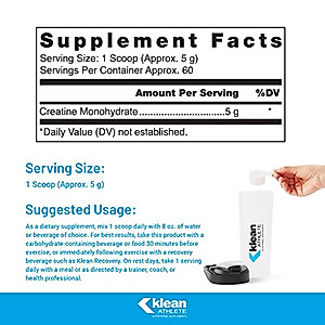 Klean ATHLETE Klean Creatine | Amino Acid Supplement for Muscle Gain and Building, and Workout Recovery | 11.1 Ounces | Unflavored
