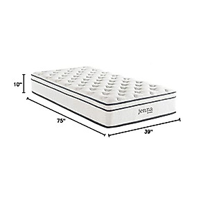Modway Jenna 10” Innerspring and Memory Foam Twin Mattress With Individually Encased Coils