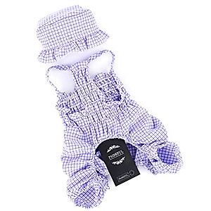 PAIDEFUL Dog Pajamas with Feet Adorable Plaid Pjs for Small Dogs Cute Cats Girls Overalls Shirts Bib Pants with Cap Pet Puppy Chihuahua Clothes for Spring Summer Sleepwear Dachshund Apparel Purple S