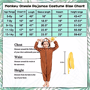 Kids Monkey Onesie Costume Boys Girls Animal Monkey Onesies Christmas Suit for Child Toddler with Banana Accessories
