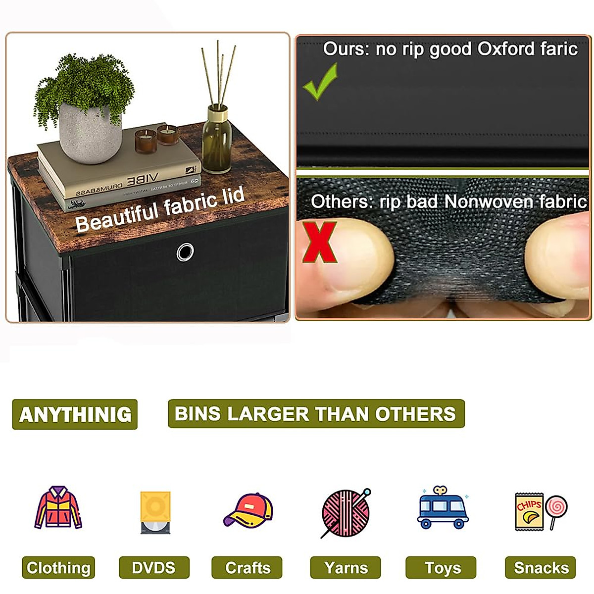 LUKYTOWER Fabric Storage Drawers Dresser and Chest of Drawers, Small Dresser with Drawers Unit, Sturdy 4 Drawer Dresser for Closet, Fabric Storage Bin Organizer