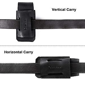 Gentlestache Leather Knife Sheath for Belt, EDC Leather Belt Organizer, Belt Sheath for Multitool and Flashlight, Color Black