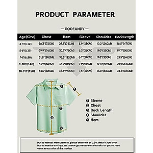 COOFANDY Big Boys Light Blue Button Down Shirt Kids Short Sleeve School Dress Shirt