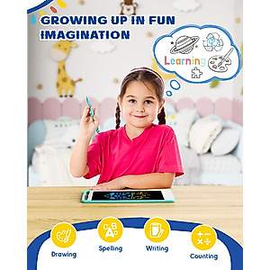 bravokids 8.5 Inch LCD Writing Tablet Board, Colorful Doodle Board Drawing Pad, Educational Learning Travel Toys for Age 3 4 5 6 7 8 Years Old Girls and Boys, Green