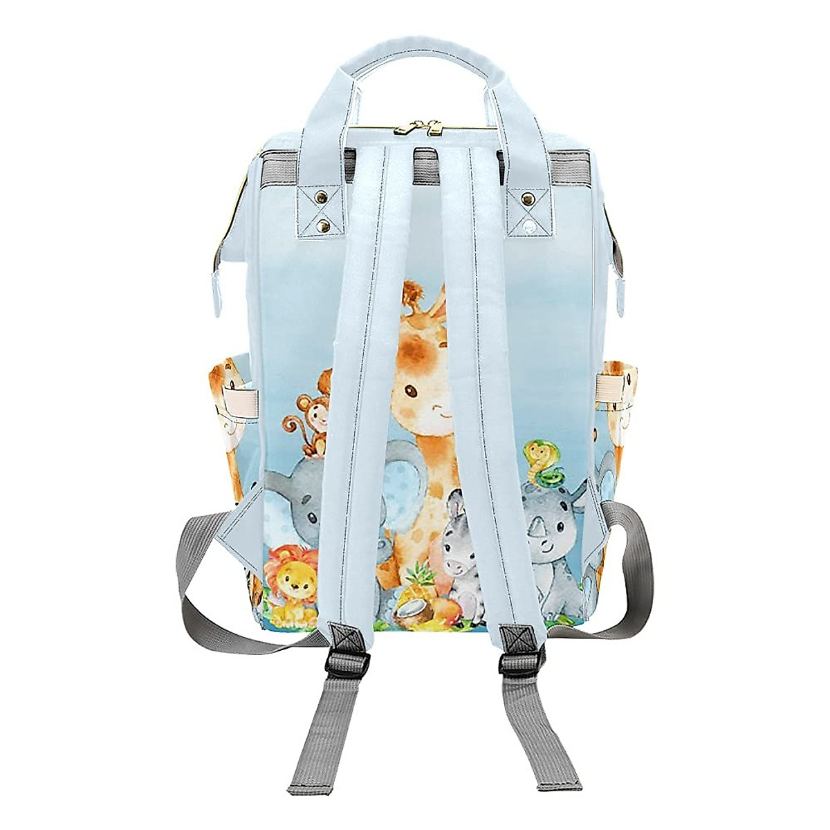 Cute Safari Jungle Animals Diaper Bag Backpack with Name for Men Women Custom Nursing Baby Bags Shoulders Travel Bag Daypack