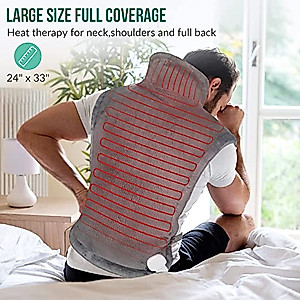 Heating Pad for Back Pain Relief, Snailax Electric Large Heating Pad for Neck and Shoulders,Cramps, Neck Warmer Weighted Wearable Back Heated Wrap, 6 Heat Settings & Auto Shut Off, Washable,Gifts