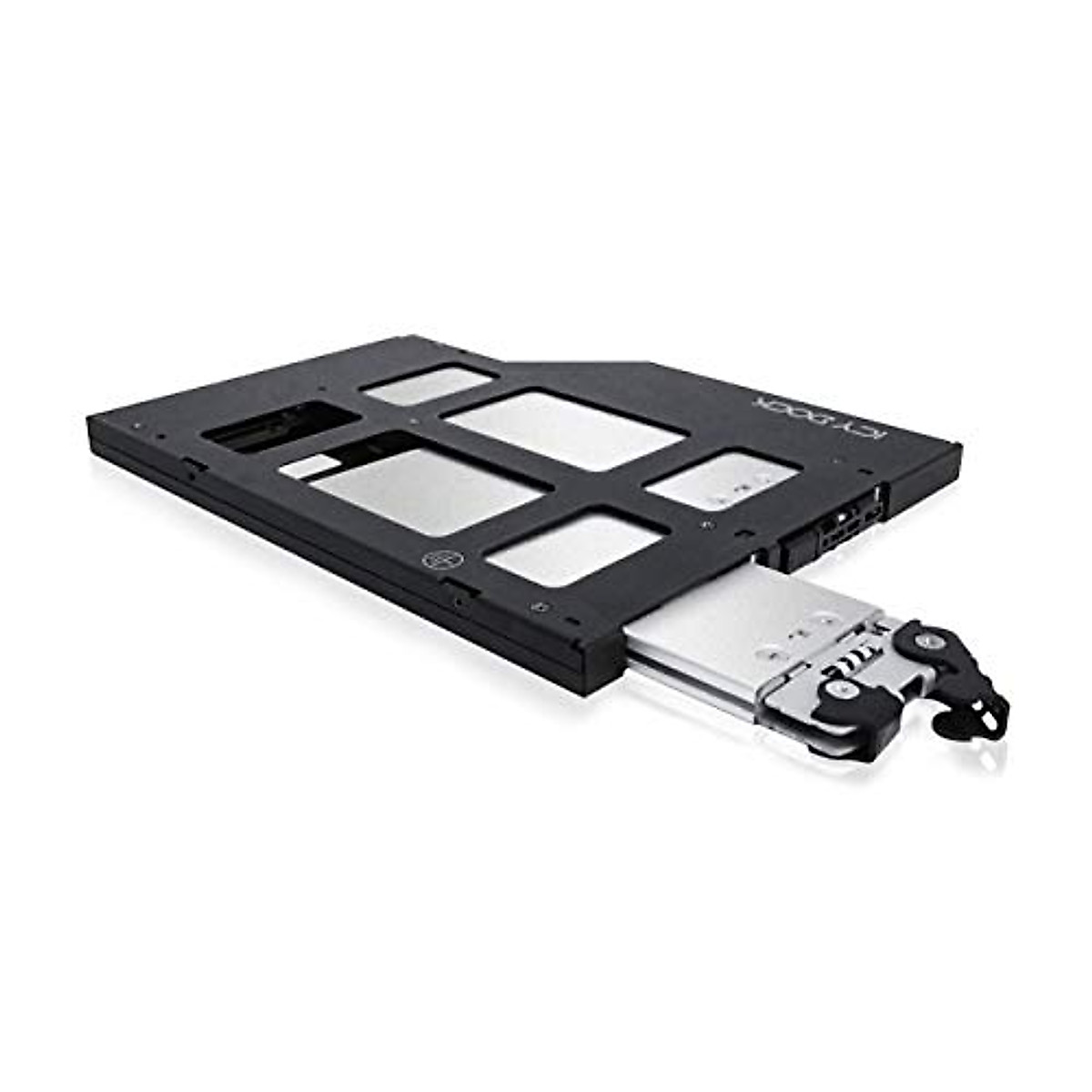 Icy Dock ToughArmor MB852M2PO-B Caddy Rack Mobile, 2X SSD NVMe M.2 Drive Adapter for Odd Ultra Slim (9.5mm) CD/DVD Drive Bay with OCuLink SFF-9402 Connector