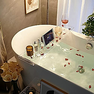 Bathtub Tray, NEWRAIN Clear Acrylic Bath Tub Tray Table for Luxury Bathroom,Bath Caddy Tub Table, Bathtub Accessories & Bathroom Gadgets