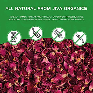Jiva USDA Organic Dried Red Rose Petals 7 Oz (200g) Large Bag - Food Grade, Edible Flowers - Use in Tea, Baking, Making Rose Water, Crafting, Wedding Confetti