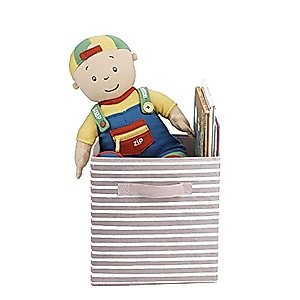 Mind Reader STRIPEBIN-PNK Stripes Design, Foldable Basket with Handles, Decorative Storage, Cube Organizer Bin, Bathroom, Bedroom, Children's Toys, Pink, One Size, 1 Pack