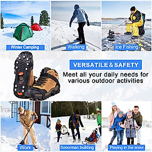 ZUXNZUX Crampons, Ice Cleats for Shoes and Boots, Silicone Stainless Steel Grippers Shoe Spikes Grips Traction for Ice Snow, Winter Hiking Climbing Ice Fishing
