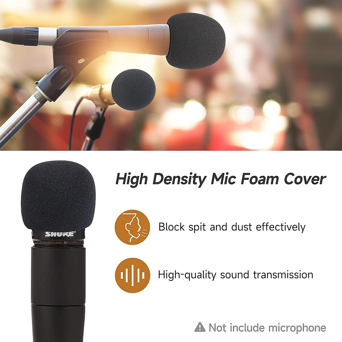 Shure SM57 Pop Filter Mic Foam Cover - SM57 Windscreen Wind Cover Compatible with Shure SM57-LC Microphone Black Noise Cancellation Windsock Cover 2 Pack by WIBOND