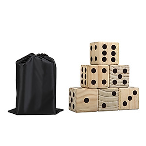 Hathaway High Roller yd Dice Set with 6 x 3.5-in Wooden Dice & Black Nylon Storage Bag, Reusable Scorecard Included yd Dice, Wood