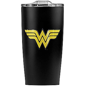 DC Comics Wonder Woman Classic W Logo Stainless Steel Tumbler 20 oz Coffee Travel Mug/Cup, Vacuum Insulated & Double Wall with Leakproof Sliding Lid | Great for Hot Drinks and Cold Beverages