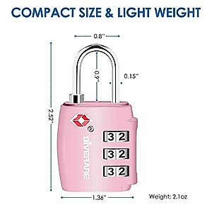 2 Pack TSA Approved Travel Luggage Locks, Combination Lock Alloy Body, Keyless 3-Digit Padlocks, Travel Sentry Accepted Compatible Padlock for Gym Locker, Golf Bag Case, Backpack, Black-by GIVERARE