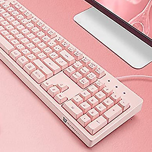 SAAMGU Pink Computer Keyboard, Gaming Keyboard for Office for Windows Laptop PC