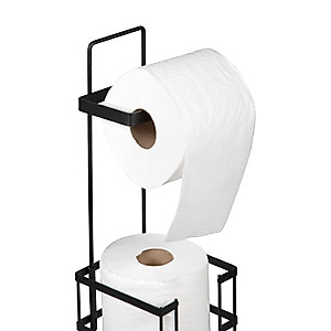 Richards Homewares Vertical Free-Standing Jumbo and Mega Size 4-Rolls Toilet Paper Storage Holder with Dispenser, 5.5 x 5.5 x 24.75-Inch, Matte Black