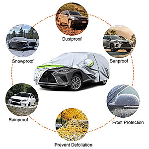 Waterproof Car Covers Replace for 2008-2024 Lexus RX350 RX450H, 6 Layers All Weather Custom-fit Car Cover with Zipper Door & Windproof Bands for Snow Rain Dust Hail Protection (RX)