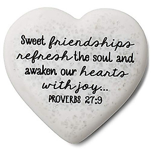 Lighthouse Christian Products Friendships are Sweet Scripture Heart 2.25 x 2.25 Cast Stone Plaque