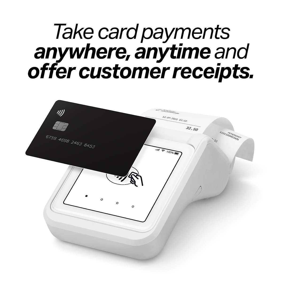 SumUp Solo + Printer Bundle - Credit Card Payment Card Reader. Full Touch-Screen Interface with Free SIM Card and Mobile Data (SumUp Solo + Printer)