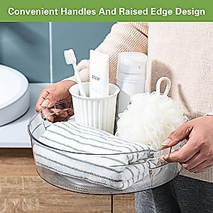 4 Pack Lazy Susan Organizer, 11.5 Inch Clear Lazy Susan Turntable Rack for Cabinet - Rotates 360 Degrees and 2 Handles Design, Pantry Organization and Storage, Kitchen Countertop, Fridge, Vanity