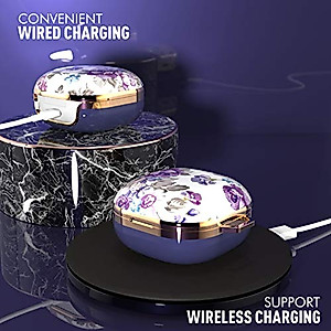 wenew case for Galaxy Buds 2 Pro/Galaxy Buds Pro/Galaxy Buds 2 / Galaxy Buds Live, Cute Pattern Hard Shell with Clip for Women Men Girls Kids (Purple)