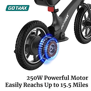 Gotrax Kids Electric Balance Bike, 250W 12MPH Electric Bike for Kids 14" Pneumatic Tire 15.5Miles Max Range and Adjustable Seat, Balance Bike for Kid Ages 5-8 Years Old, Black