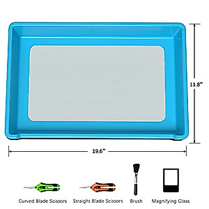 Naturehydro Tray - Heavy Pollen Bud Trimming Trays for Herbs Collecting, Sieve Sifter with 150 Mesh Screen Dry Sift Set (Blue)