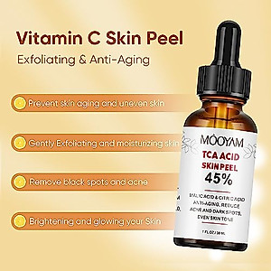 Facial Peeling Serum with 45% Citric Acid Facial Deep Exfoliating Face Chemical Peel for Acne Dark Spots Wrinkles and Fine Lines-Skin Brightening Tightening Moisturizing Serum 30 ml/1 Fl oz
