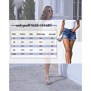 onlypuff White Jean Shorts for Women Cut Off Denim Shorts Summer Shorts Distressed Jean Shorts Ripped High Waisted Mid Rise XL