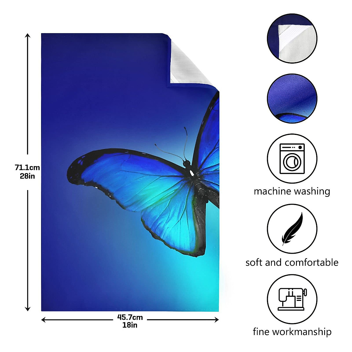 Blue Butterfly Dish Towels for Kitchen Soft Tea Towel Set of 4 Absorbent Dishcloths Hand Towels for Drying Dish Cloths 28" x 18"