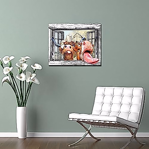 TUMOVO Paint by Numbers for Adults Beginner, Rustic Highland Cow Oil Painting for Adults Kids Paint by Number Funny Cow Paint Number Kits Paint by Numbers for Kids DIY Acrylic Painting Kits, 16"x20"