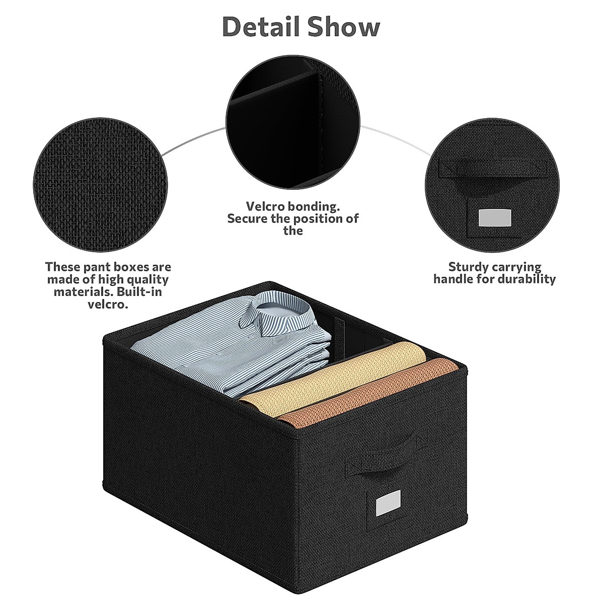 FAikhom Clothes Organizer for Closet-Multifunctional Clothes Storage Bins with Removable Had Dividers Foldable Closet Jeans Organizer Box with Label Windows Carrying Handles