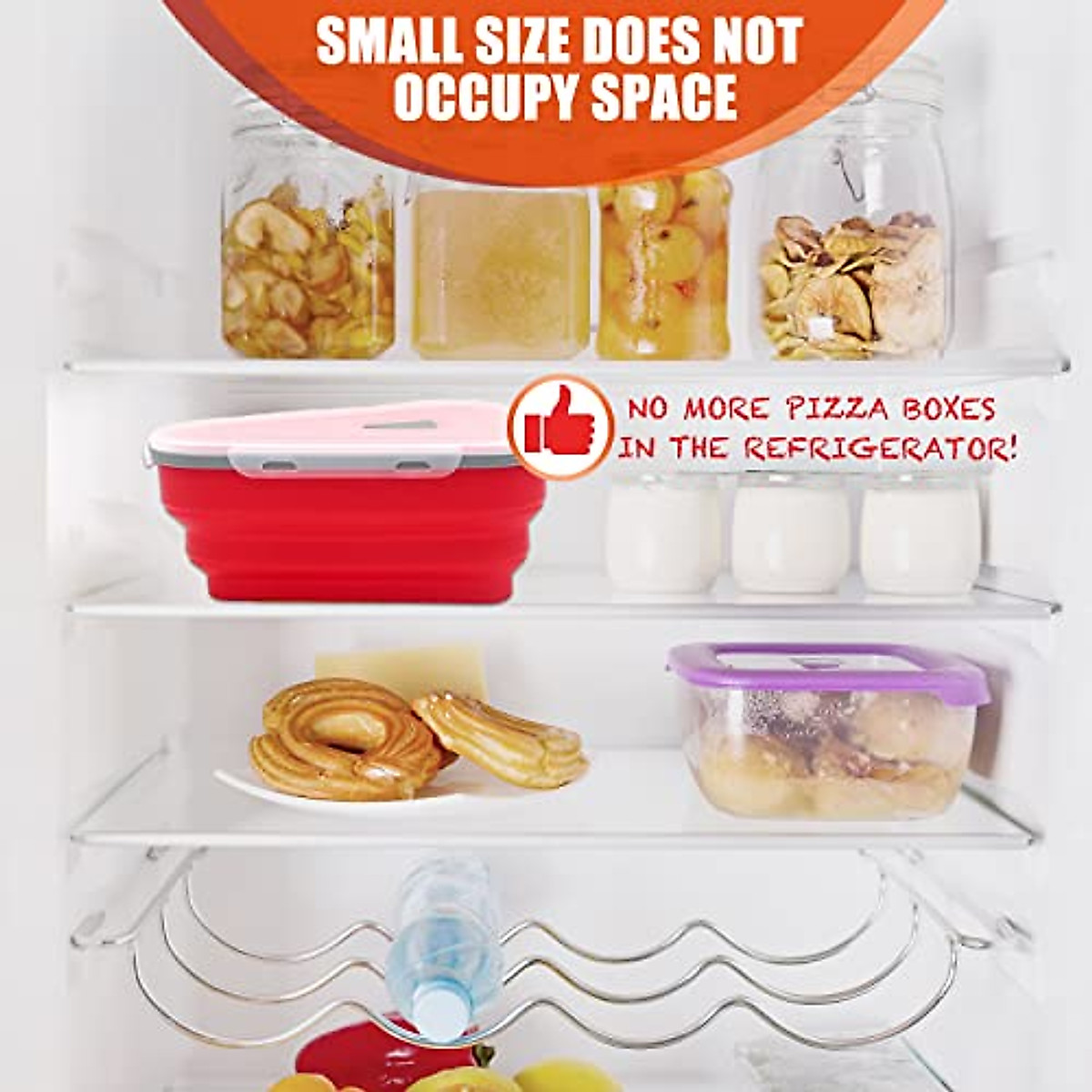 rgrfsdgx Adjustable Pizza Storage Container, Pizza Slice Container can be Microwaved and Reused, Pizza Slice Pack with 5 Heating Plates.