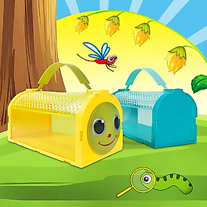 ESSENSON Bug Catcher Kit, Outdoor Toy Gift for 3 4 5 6 7 8+ Year Old Boys Girls Kids, 2 Pcs Bug Cage Butterfly, Outdoor Explorer Kit with Whistles for Backyard Exploration