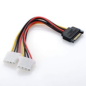 ANRANK SC1504AK Sata 15-Pin Male to Dual 4 Pin Molex Lp4 Female IDE Hard Drive Power Y-Adapter Converter Cable for IDE HDD DVD