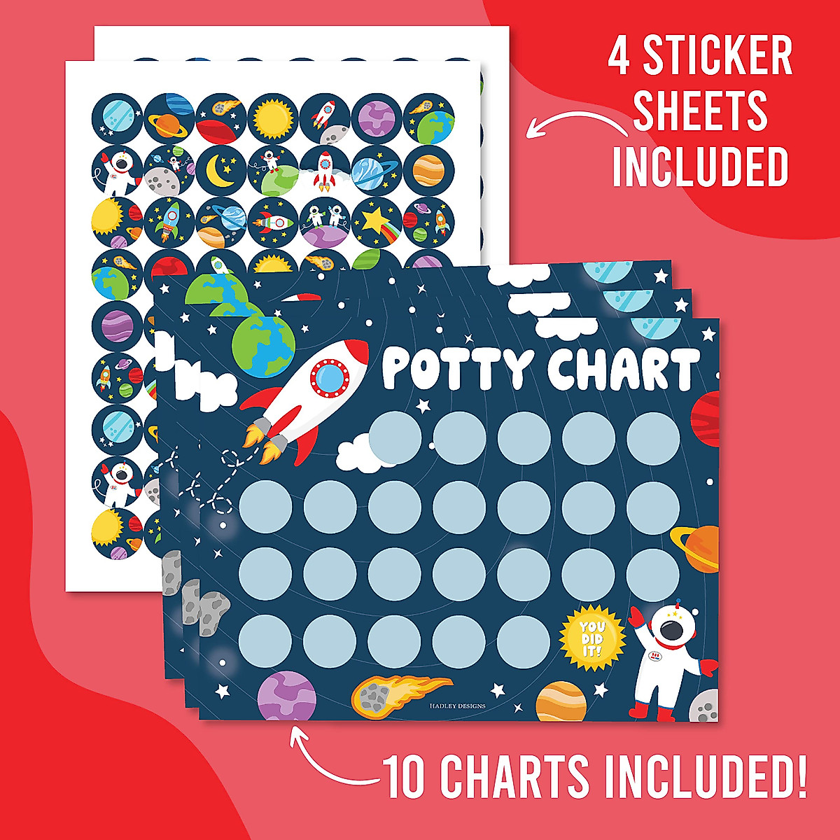 Space Sticker Chart for Kids Potty Training Chart for Toddlers Boys - Potty Chart for Girls with Stickers, Potty Training Sticker Chart for Girls Potty, Potty Chart for Boys with Stickers