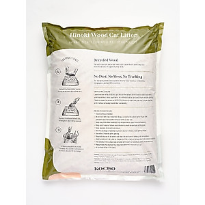 KOCHO Hinoki Wood Cat Litter, Upcycled, Ultra Lightweight, Natural Aroma of Hinoki Japanese Cypress, Gentle Clumping, Dust-Free