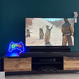 LED Game Neon Sign Gamepad Shape LED Sign Light Gamer Gift for Teen Boys Game Room Decor Bedroom Wall Gaming Wall Decoration Gaming Room Lightup Signs Accessories Video Game Battle Station Wall Signs