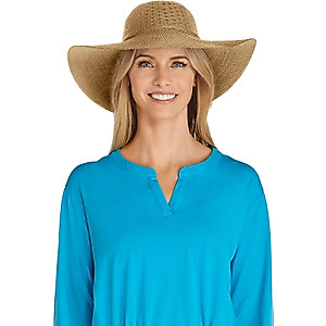 Coolibar UPF 50+ Women's Perla Packable Wide Brim Hat - Sun Protective (One Size- Tan)